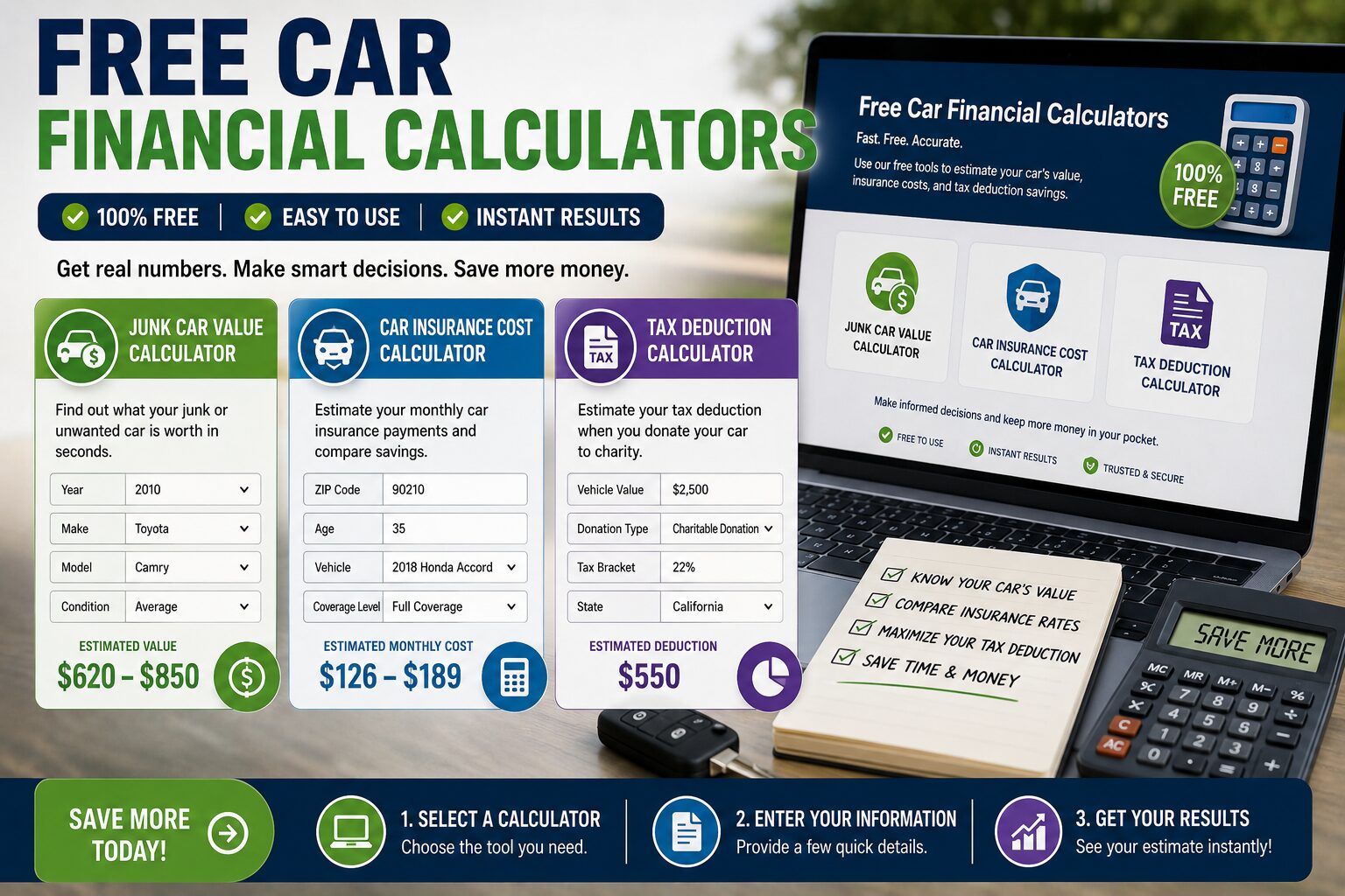 Free Car Financial Calculators: Junk Car Value, Insurance Cost, Tax ...